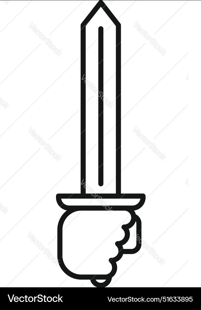 Hand holding up a sword simple icon in thin line Vector Image