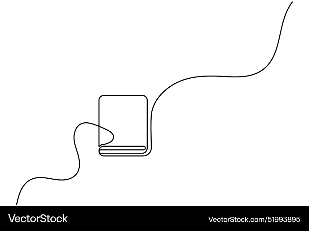 Open Book Continuous One Line Drawing Royalty Free Vector