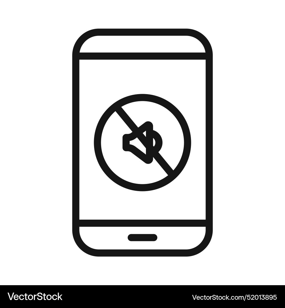 Silent phone icon black line art Royalty Free Vector Image