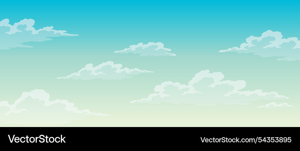 Sky with fluffy clouds on sunny day cartoon Vector Image
