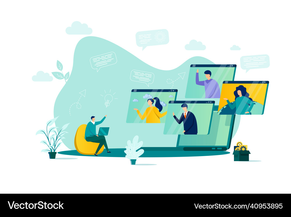 Video conference concept in flat style Royalty Free Vector