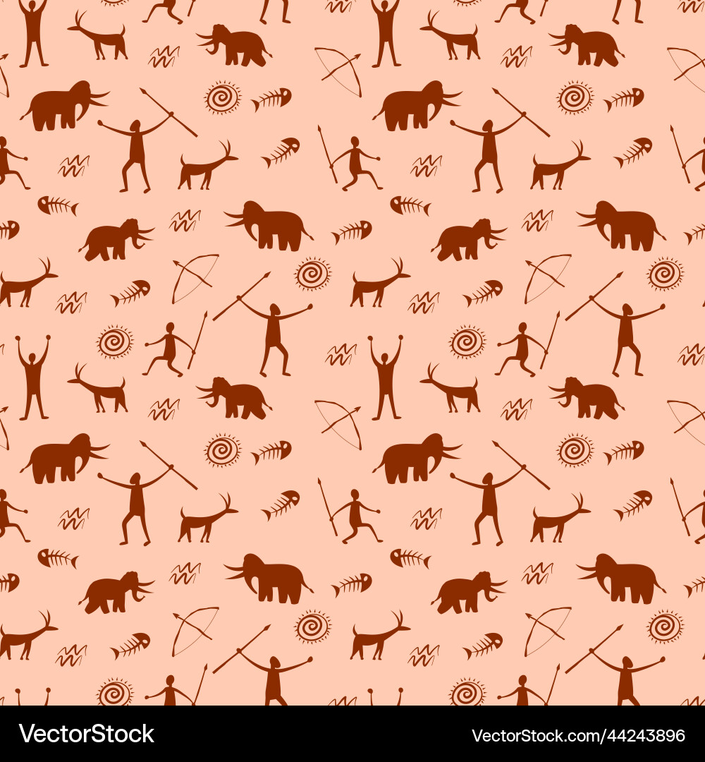 Cave art caveman hand pattern prehistoric hunter Vector Image