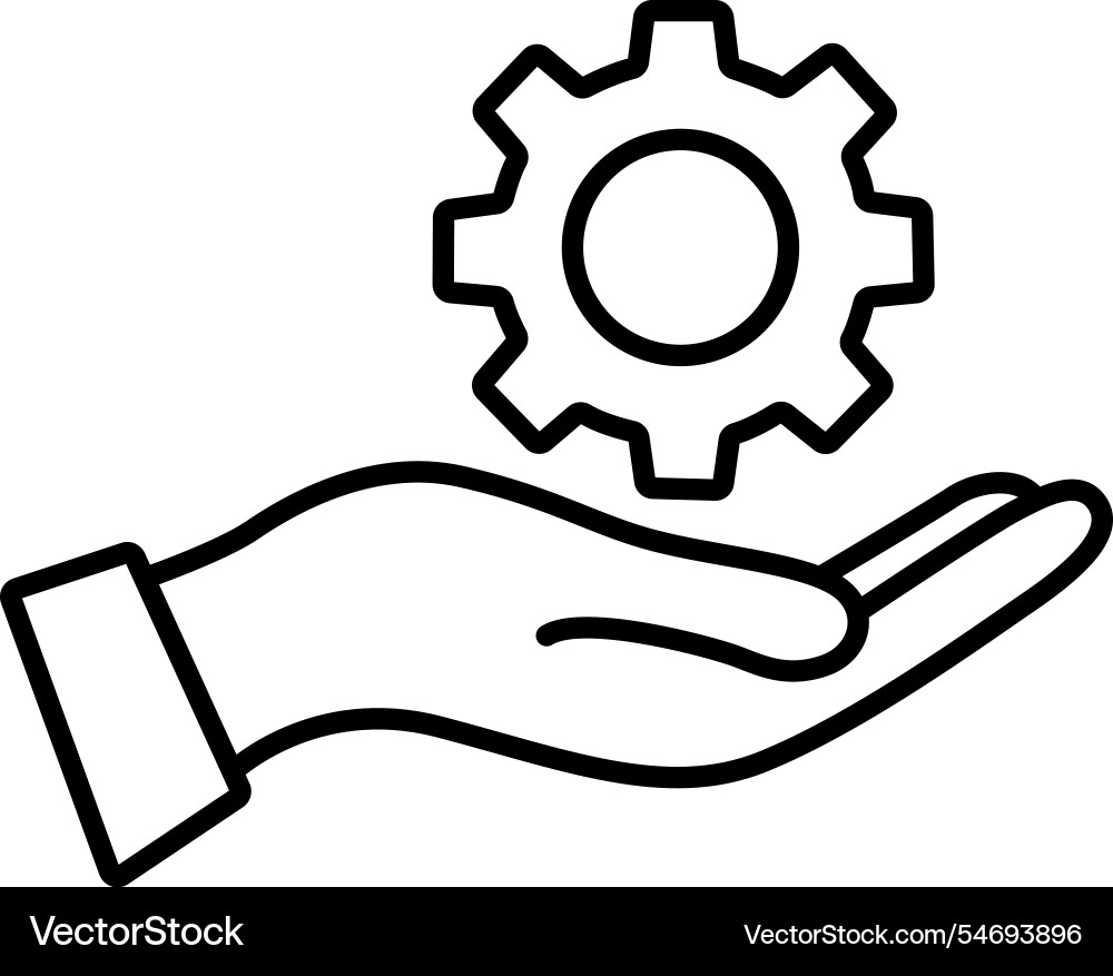 Human hand and gear icon depicting customizable Vector Image