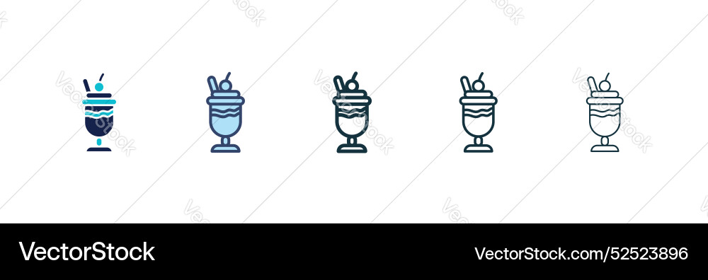 Milkshake icon set black filled and outlined style