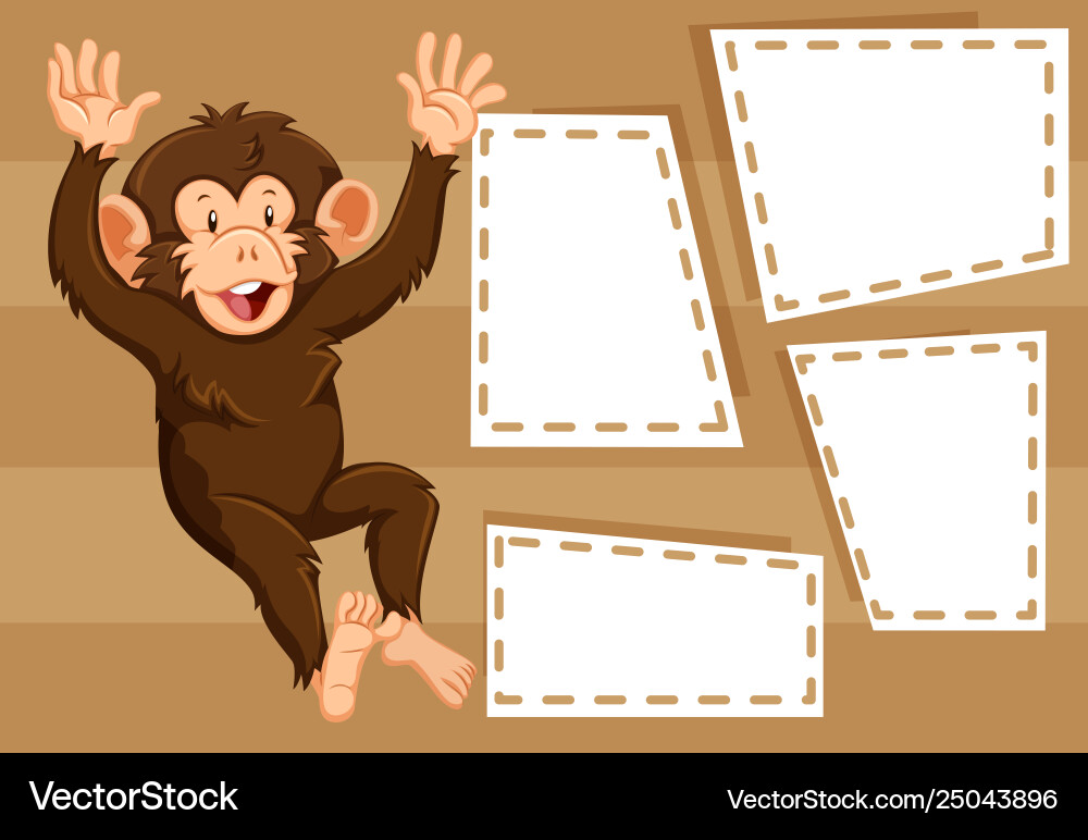 Monkey on note template Royalty Free Vector Image