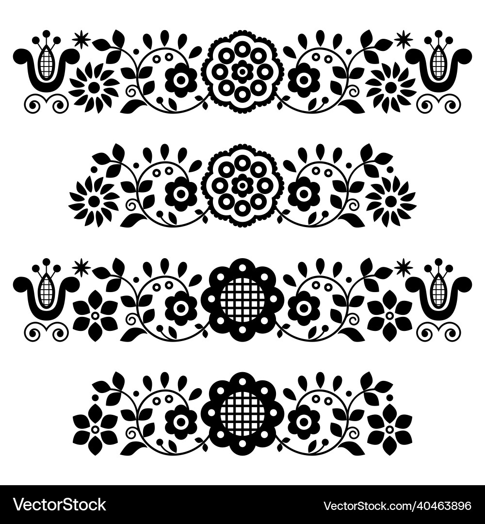 Polish traditional floral folk art patterns Vector Image