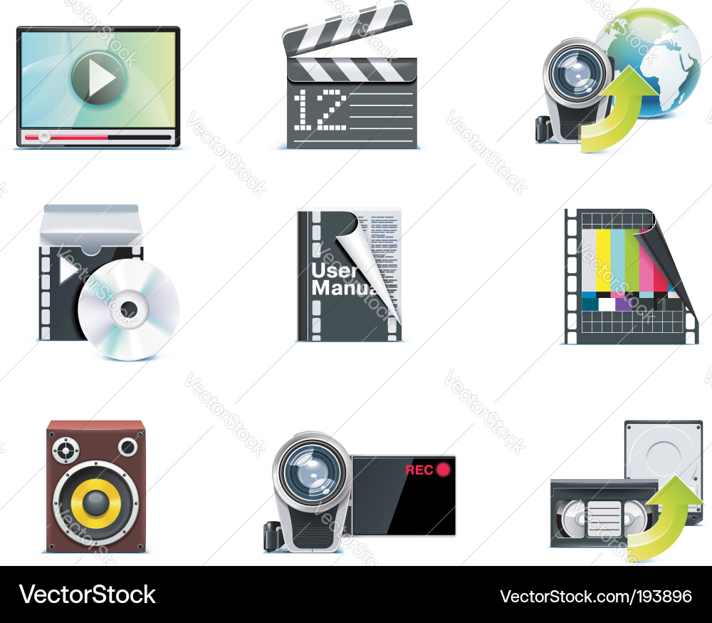 Video Editing Icons Set Royalty Free Vector Image