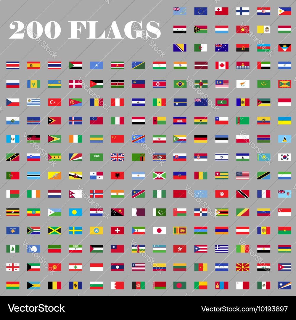 200 flags set of the world Royalty Free Vector Image