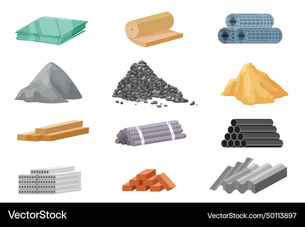 Building and renovation materials set sand Vector Image