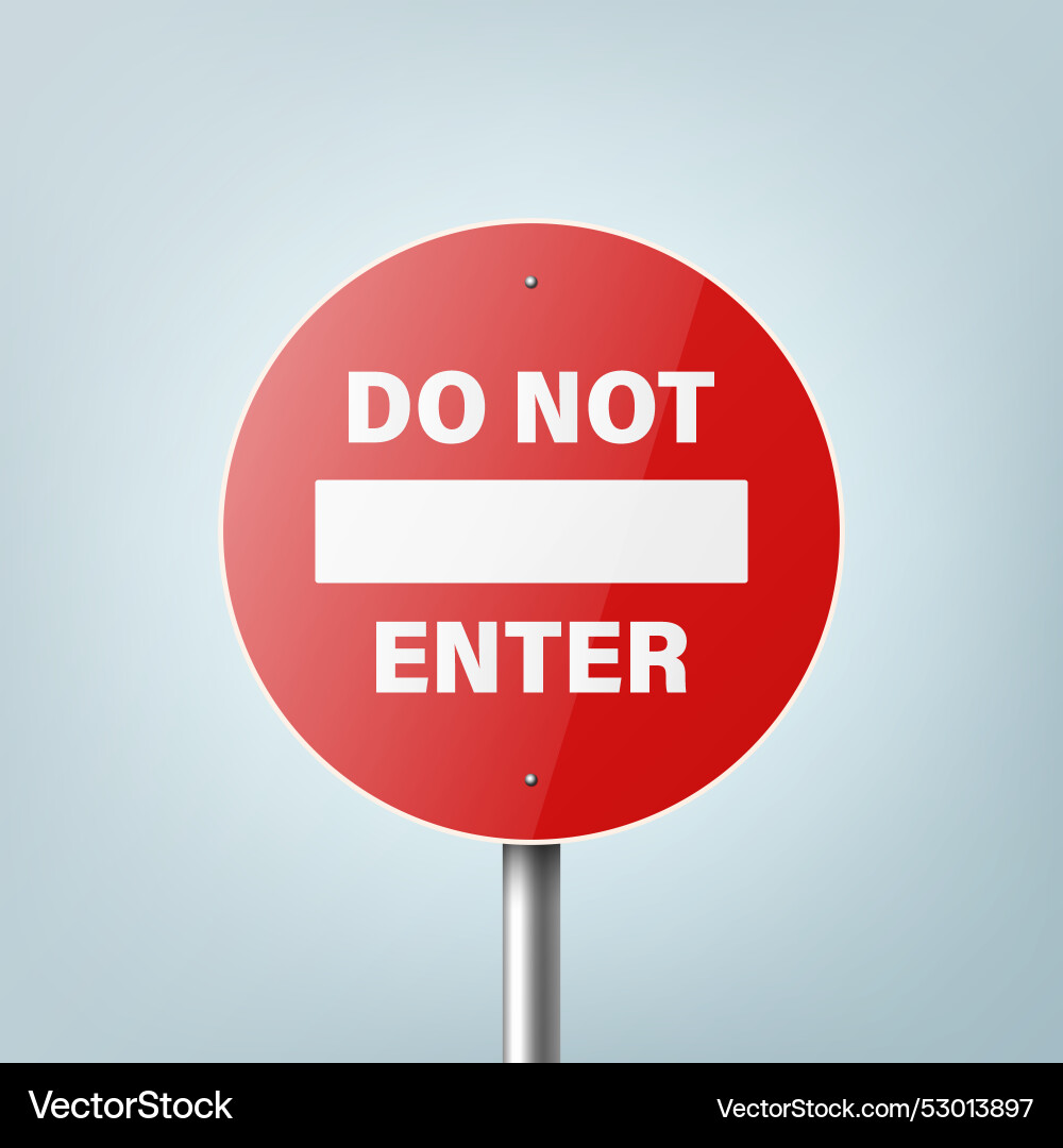 Do not enter white and red round glossy Royalty Free Vector