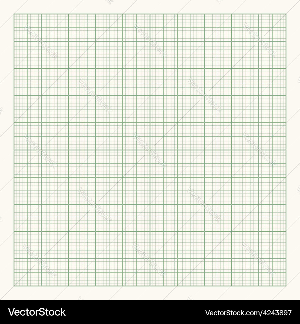 Green graph paper on light background Royalty Free Vector