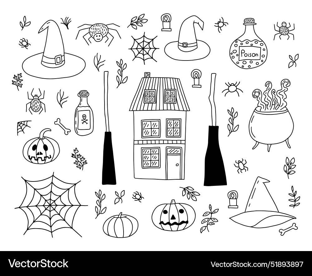 Halloween doodle set Royalty Free Vector Image