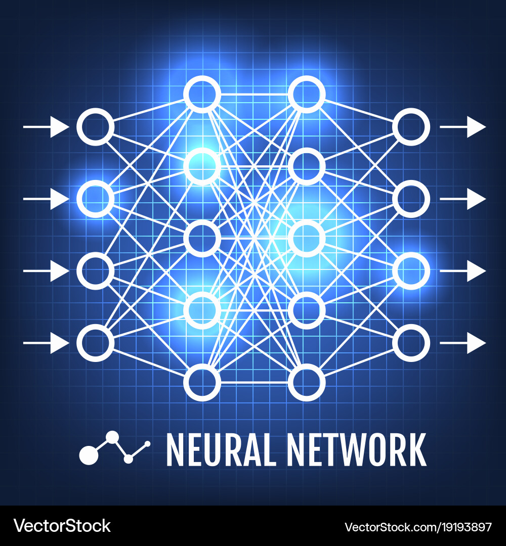 Neural network machine learning concept Royalty Free Vector