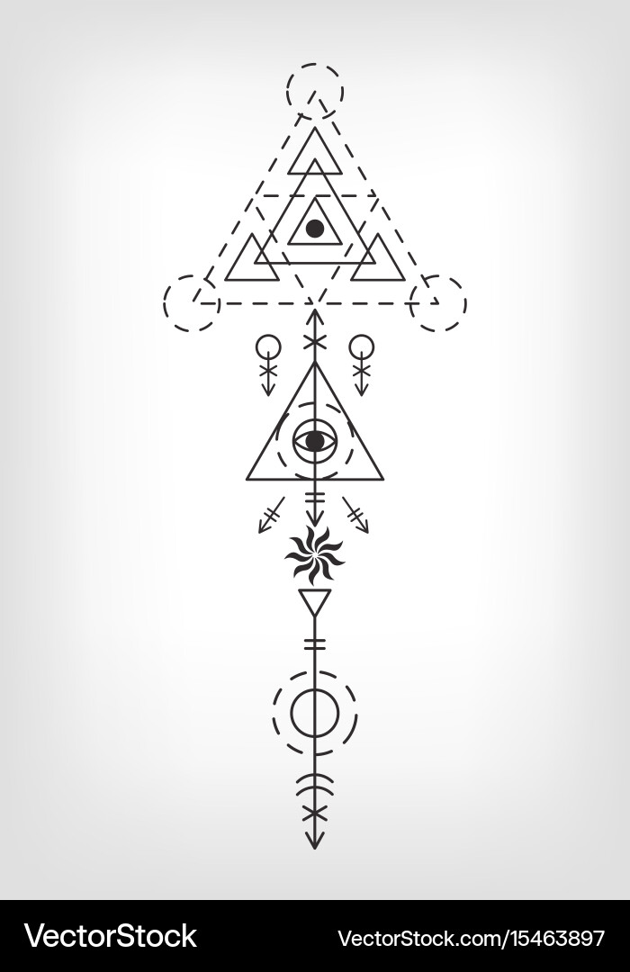 Sacred geometry aztec tattoo sign Royalty Free Vector Image