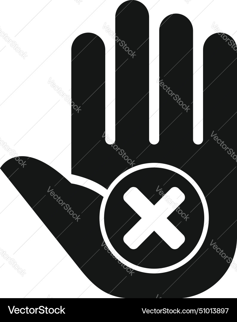 Stop rejected palm icon flat check notice Vector Image
