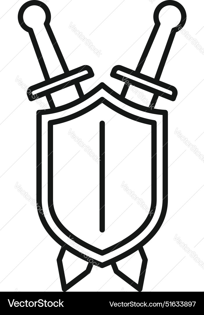 Two crossed swords are protecting a shield Vector Image