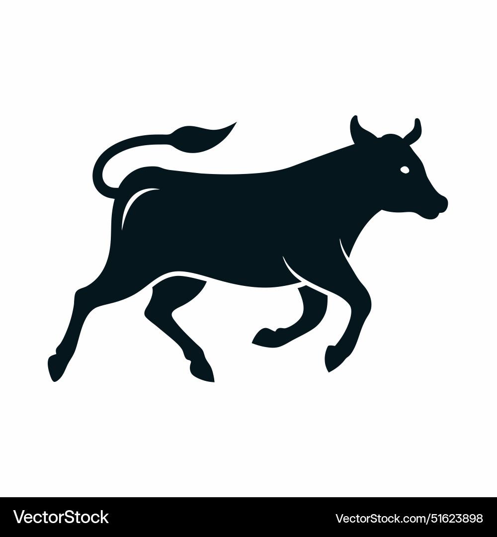 Brahman cattle cow runs icon Royalty Free Vector Image