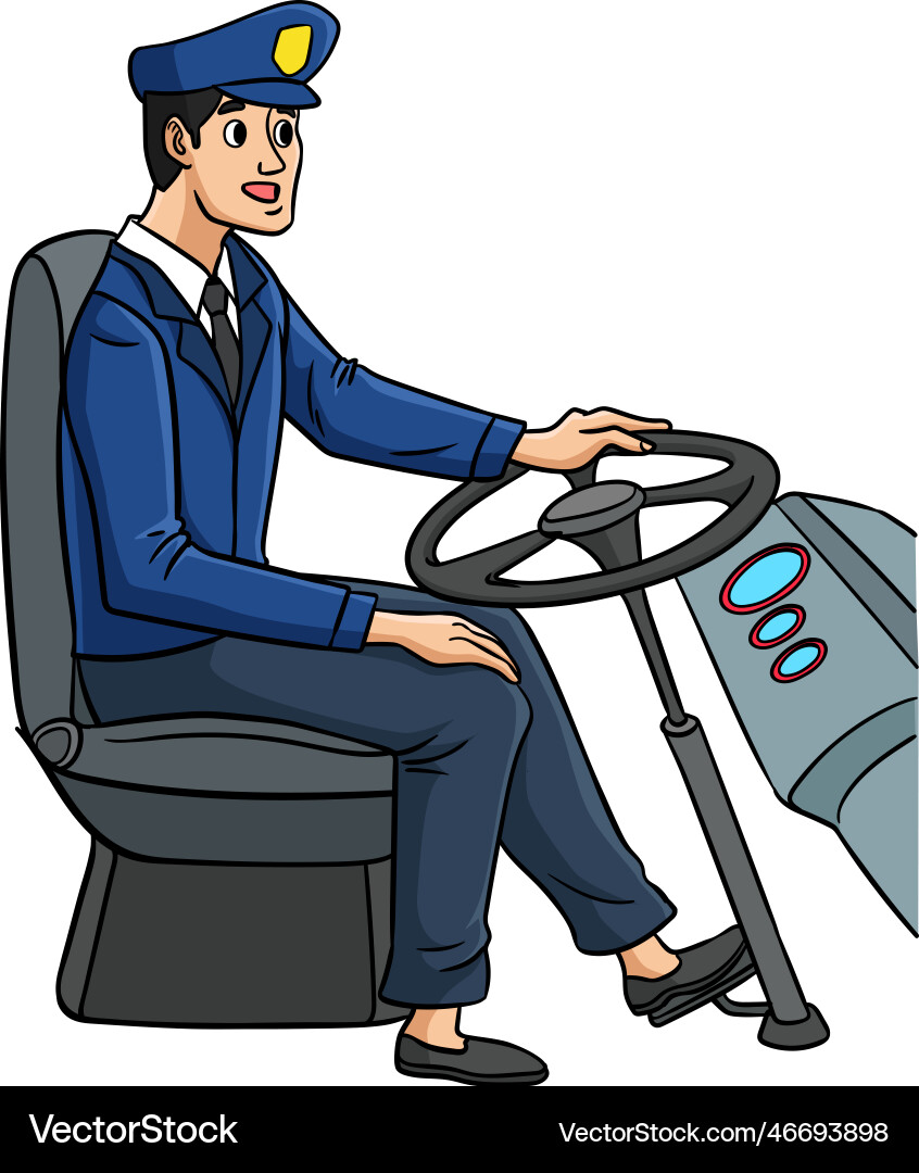Bus driver cartoon colored clipart Royalty Free Vector Image