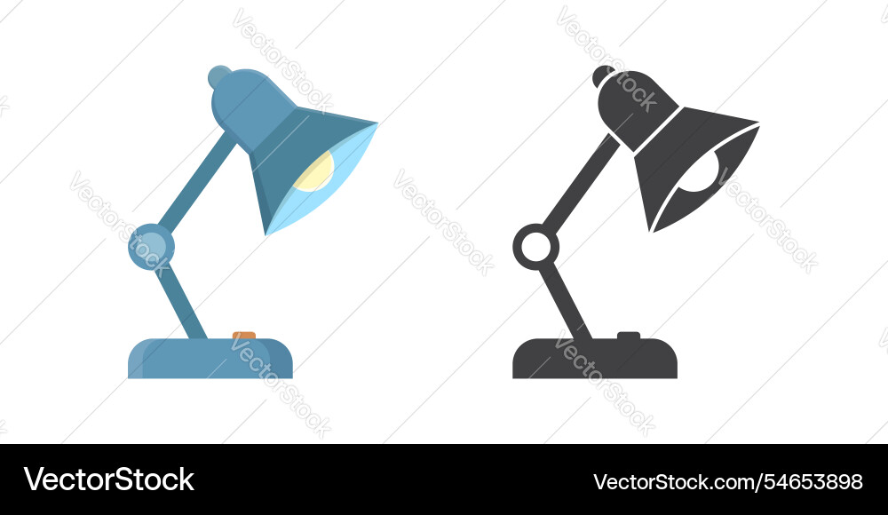 Desk lamp icon in flat style spotlight Royalty Free Vector