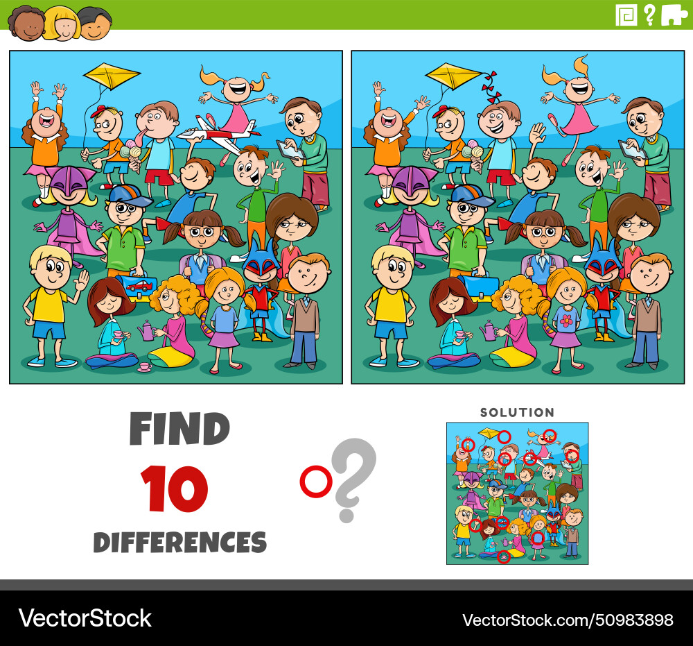 Differences activity with cartoon children Vector Image
