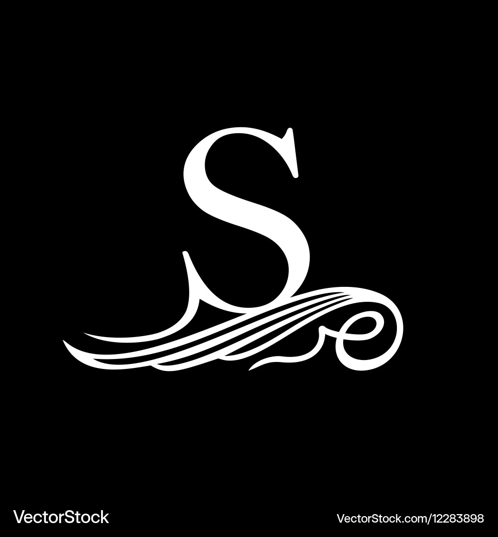 Elegant Filigree Capital S Monogram – Royalty-Free Vector | VectorStock