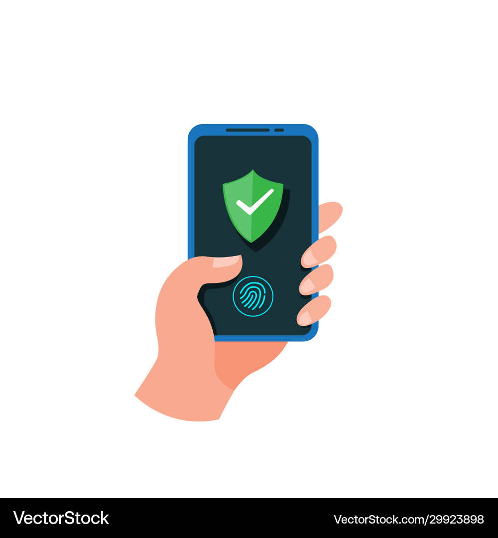 Fingerprint security on smartphone icon Royalty Free Vector