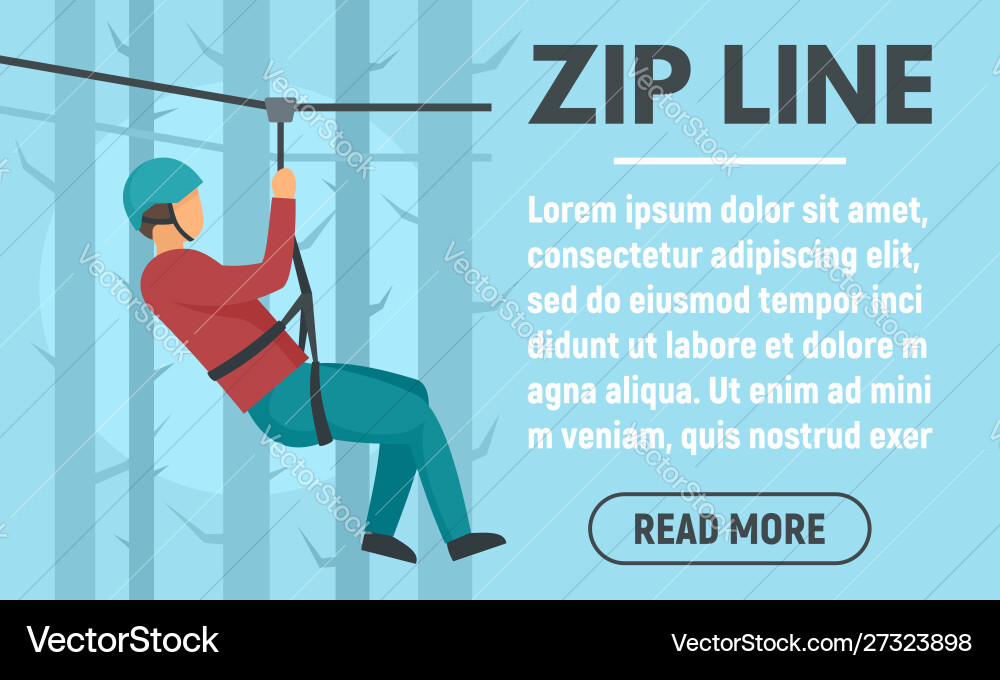 Forest zip line concept banner flat style Vector Image