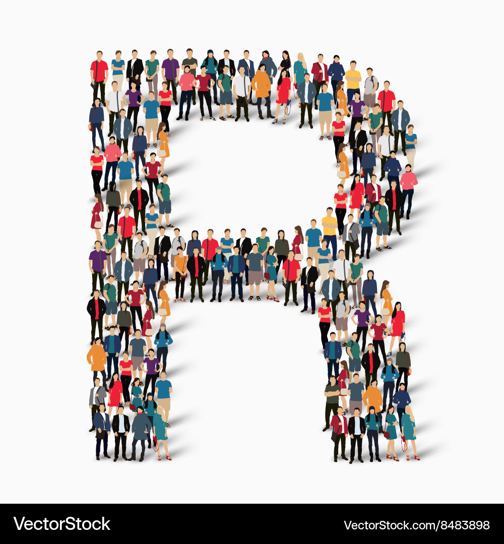 Group people shape letter r Royalty Free Vector Image