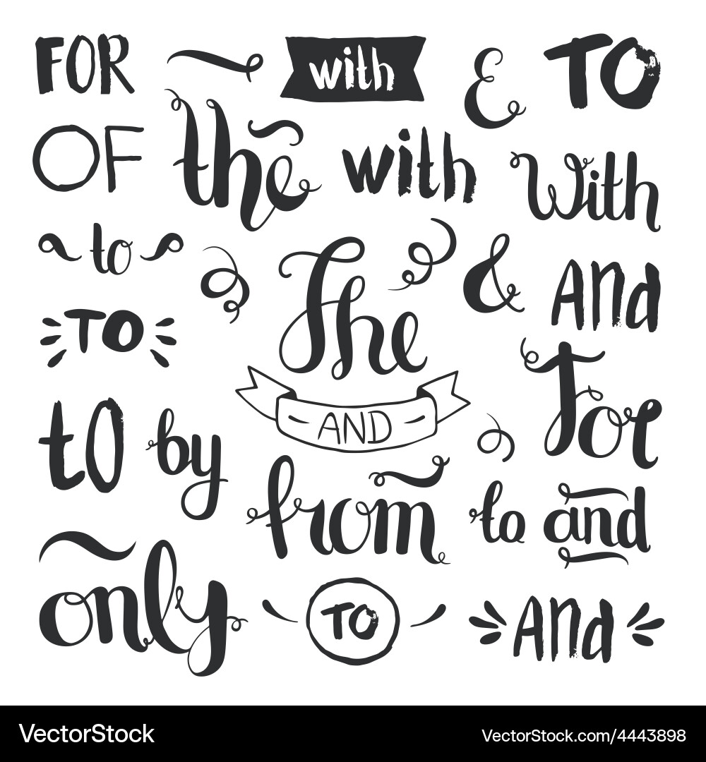 Hand drawn ampersands and catchwords Royalty Free Vector