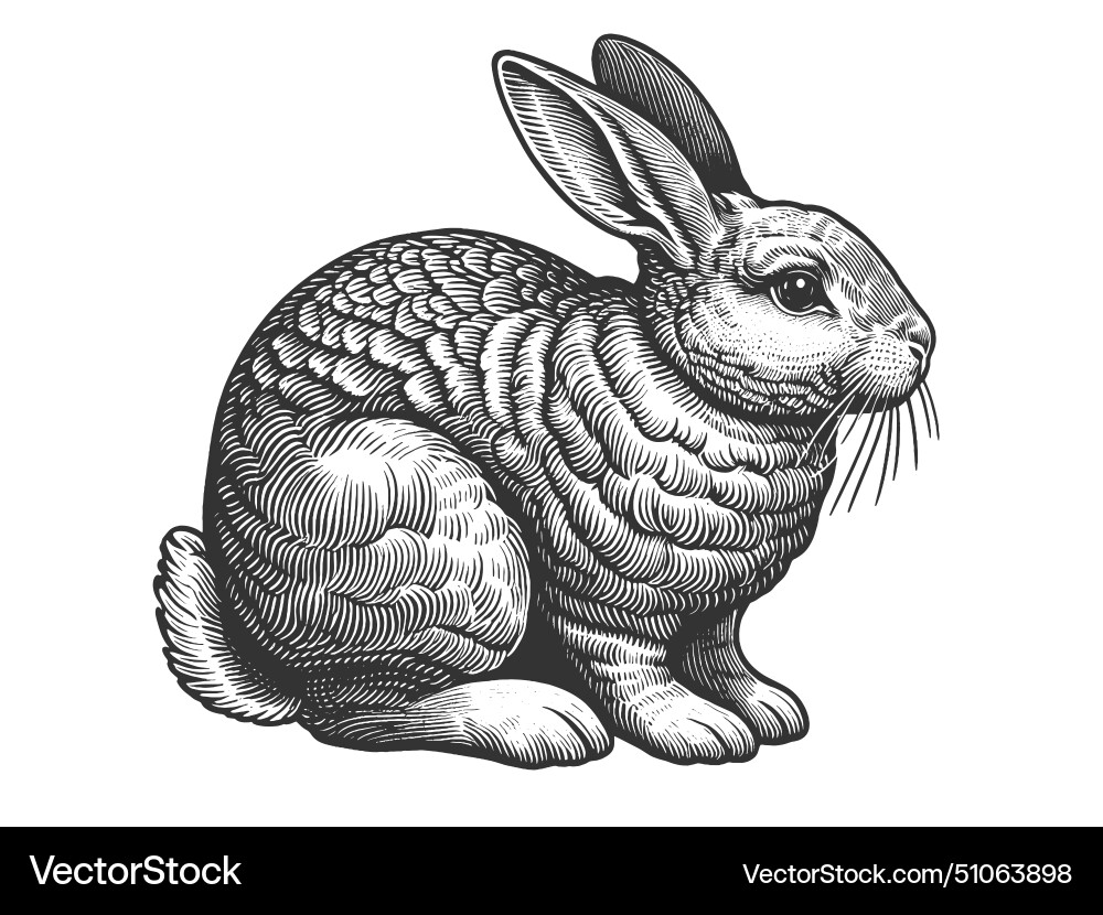 Rabbit hare bunny engraving Royalty Free Vector Image