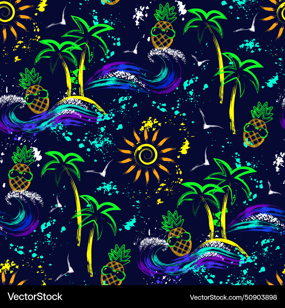 Tropical Neon Splash Pattern Royalty Free Vector Image