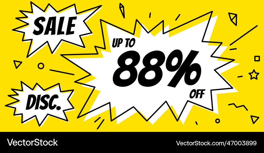88 sale discount bubble line art chat comic Vector Image