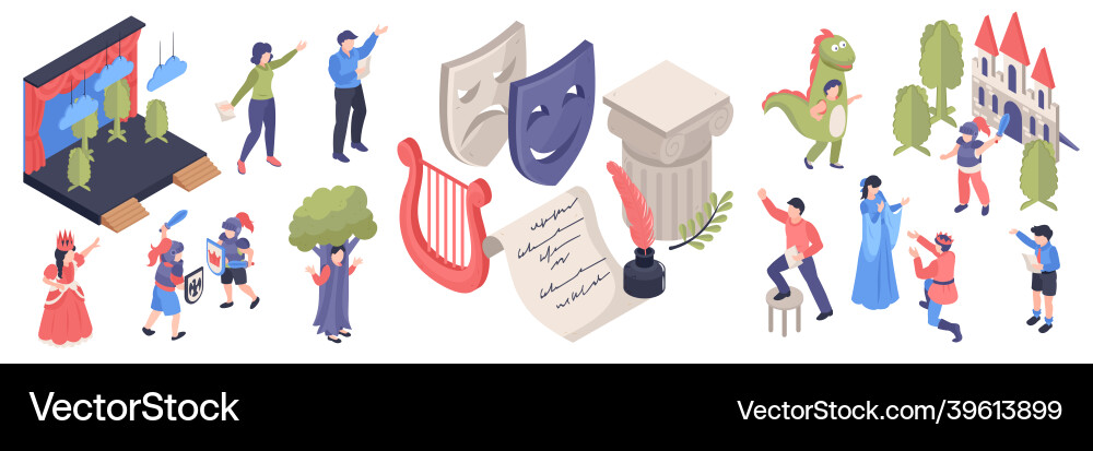 Acting school set Royalty Free Vector Image - VectorStock