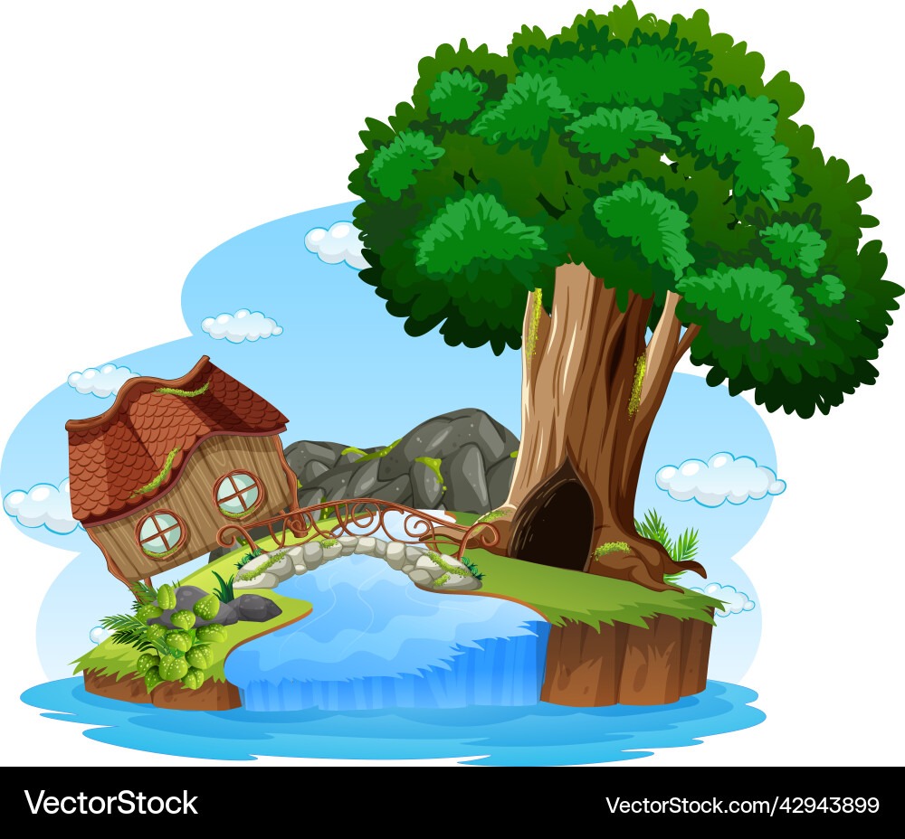 Big tree isolated cartoon Royalty Free Vector Image