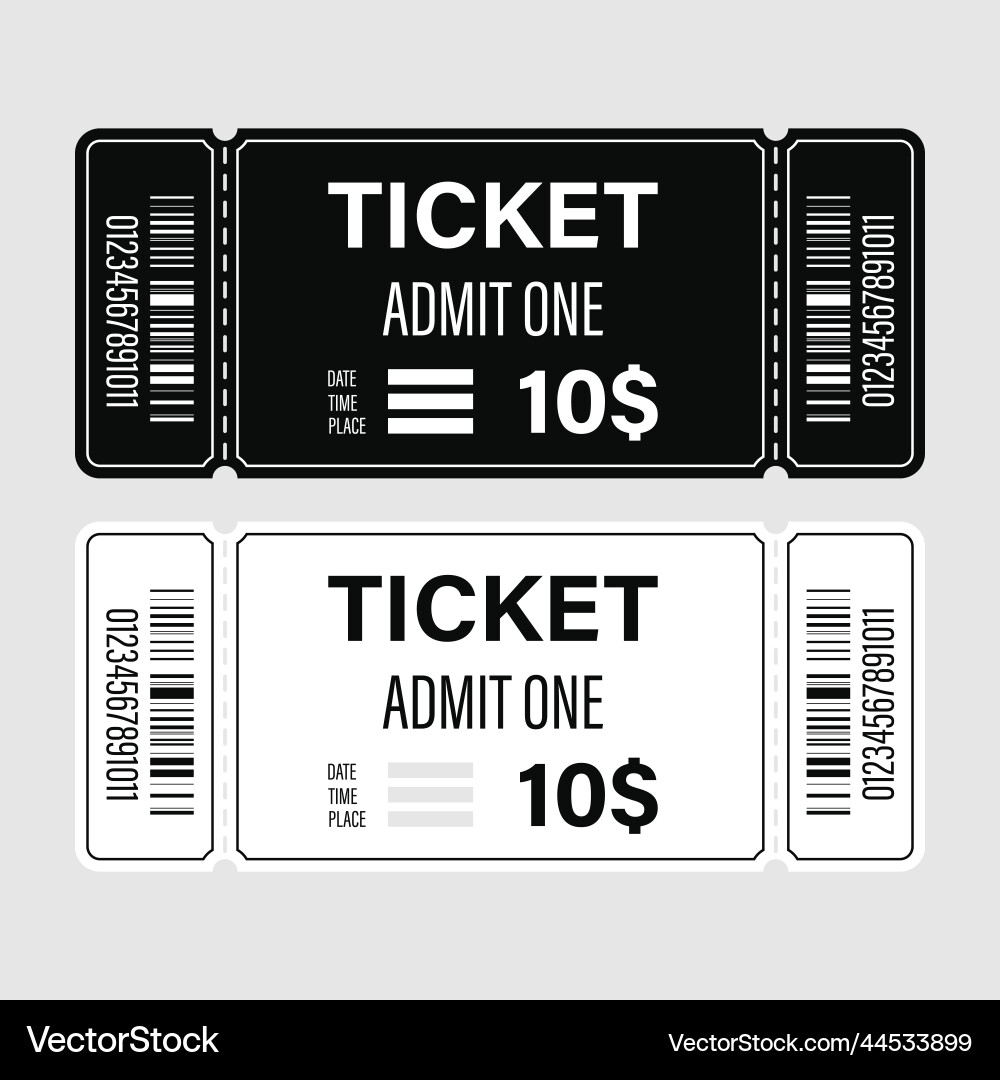 Black and white simple tickets template Royalty Free Vector