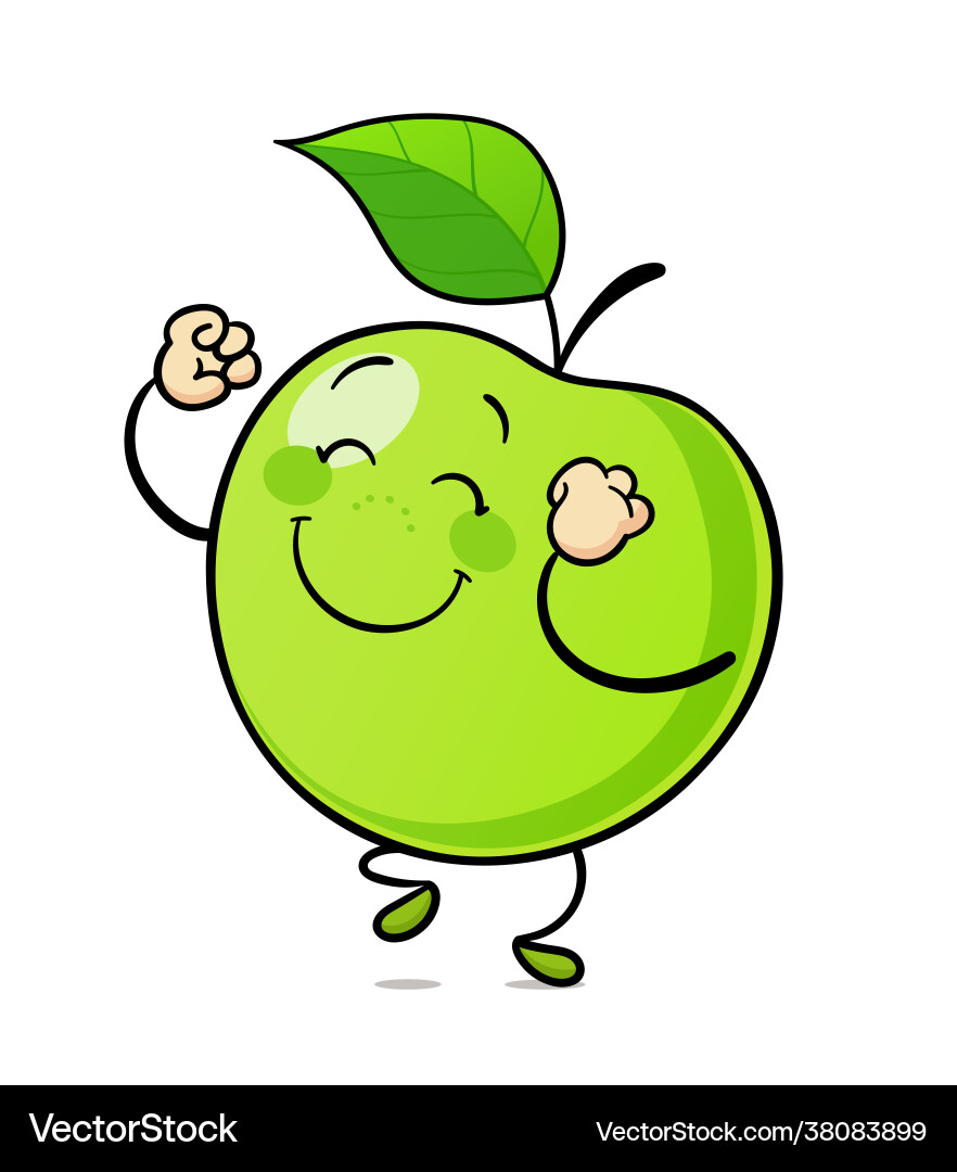 Dancing green apple Royalty Free Vector Image - VectorStock
