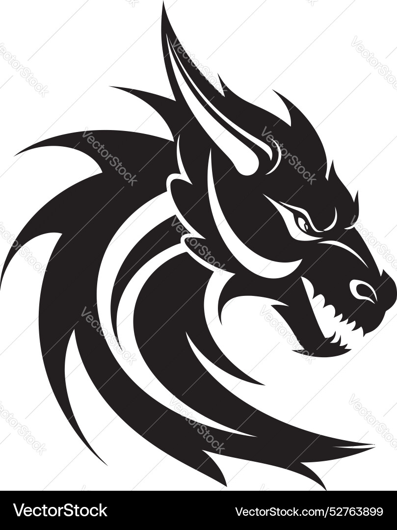 Dragonfire ink cartoon head tattoo logo design Vector Image