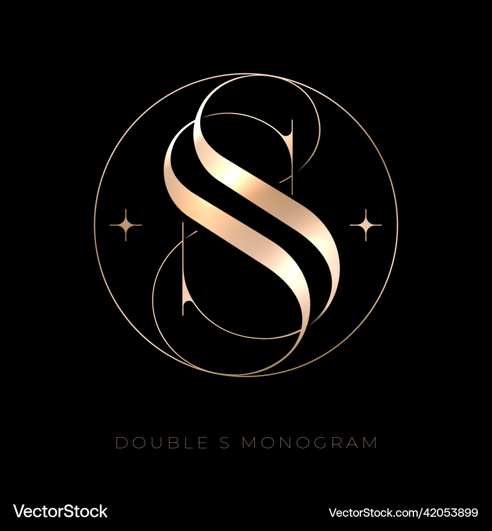 Elegant Double S Monogram with Stars Royalty Free Vector