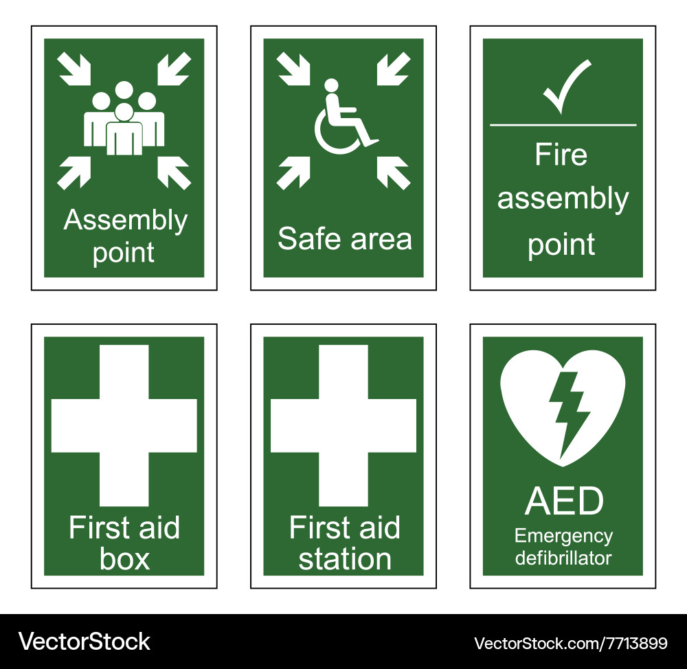 First aid and assembly signs Royalty Free Vector Image