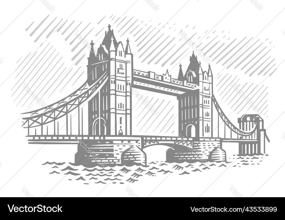 London tower bridge design drawing Royalty Free Vector Image