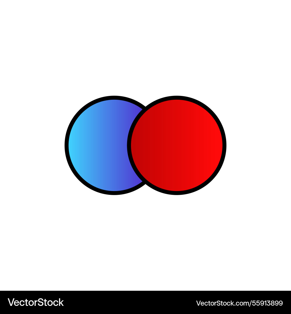 Overlapping blue circle and red Royalty Free Vector Image