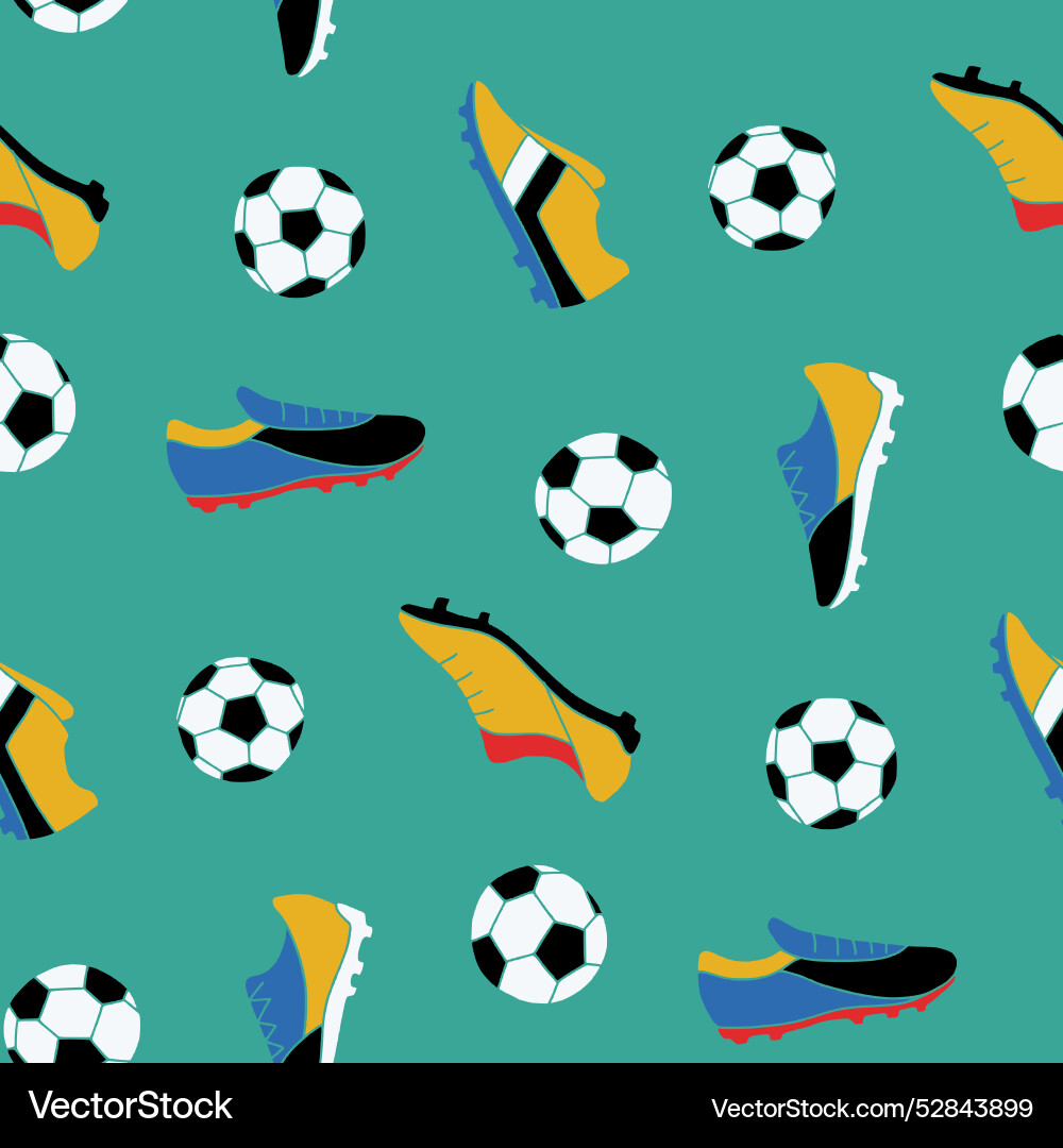 Soccer ball shoes seamless pattern design Vector Image
