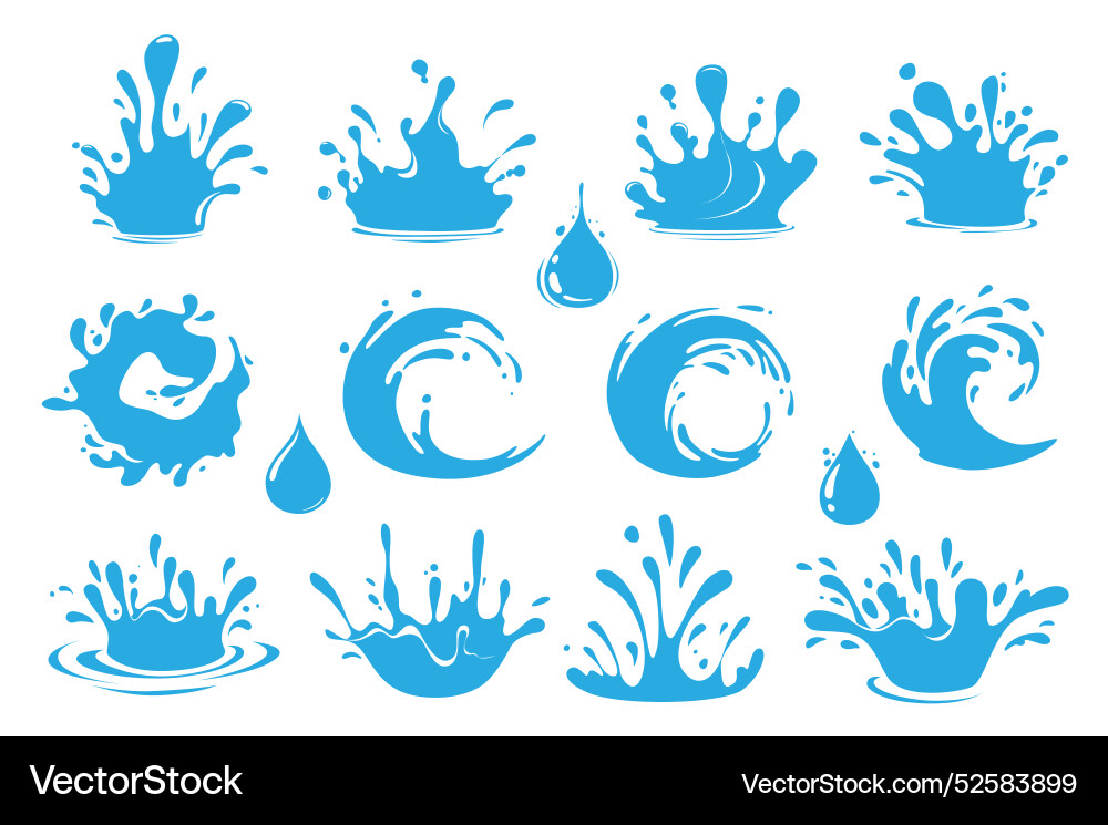 Water splash set elements in flat graphic design Vector Image
