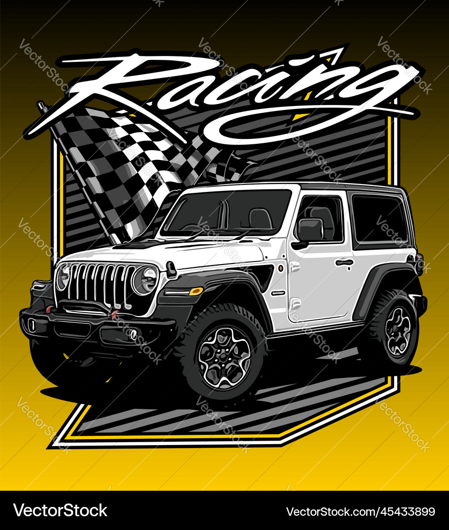 White car racing flag background template Vector Image