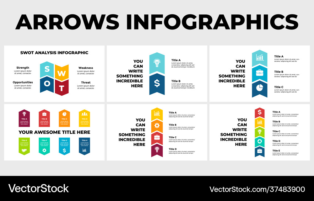 Arrows infographic presentation slide Royalty Free Vector