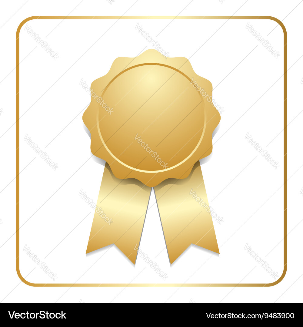 Award ribbon gold icon Royalty Free Vector Image