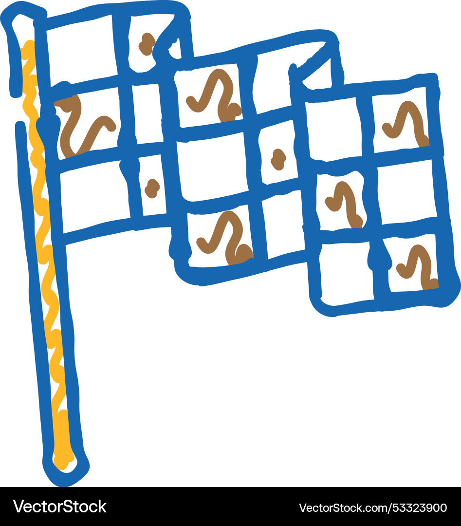 Finish flag check mark icon doodle Royalty Free Vector Image