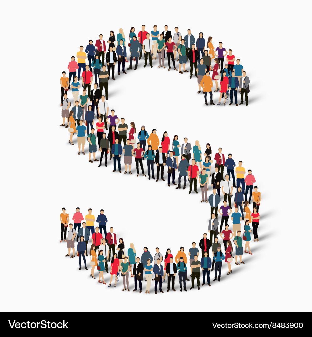 Group of People Forming Letter S Royalty Free Vector Image