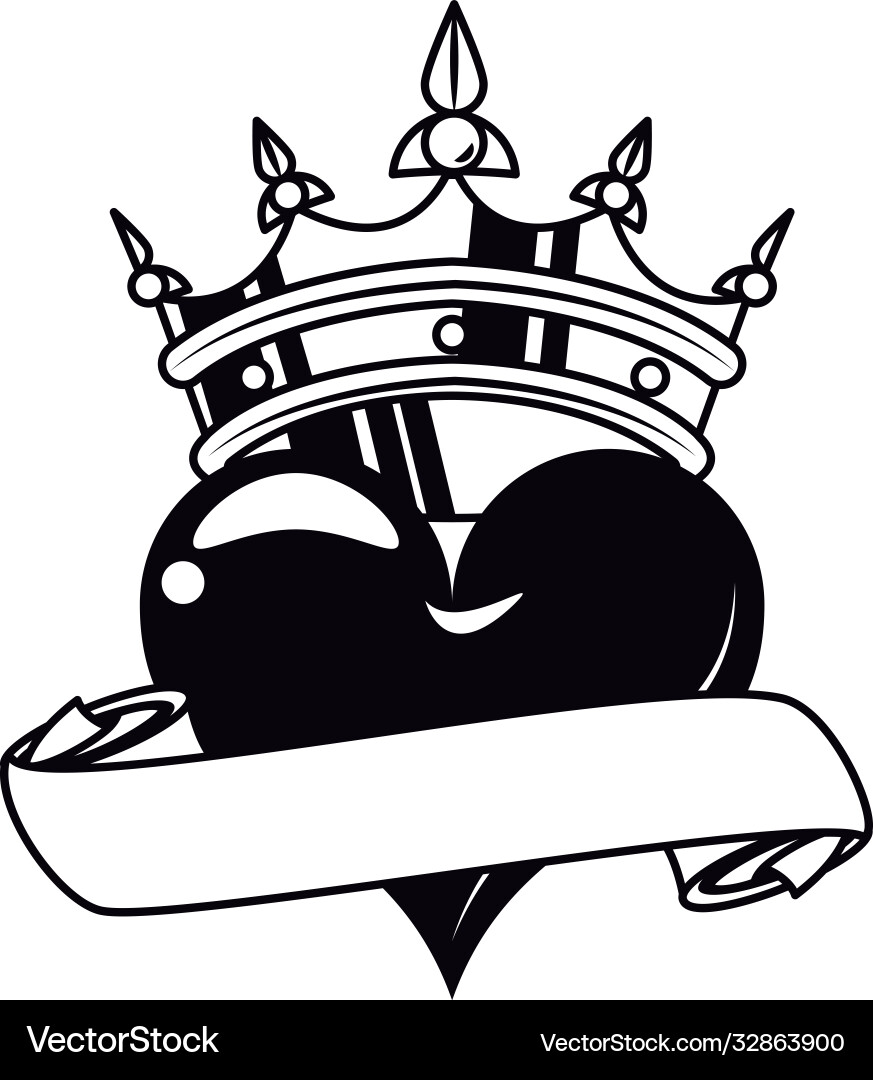 Heart with crown royal tattoo artistic icon Vector Image