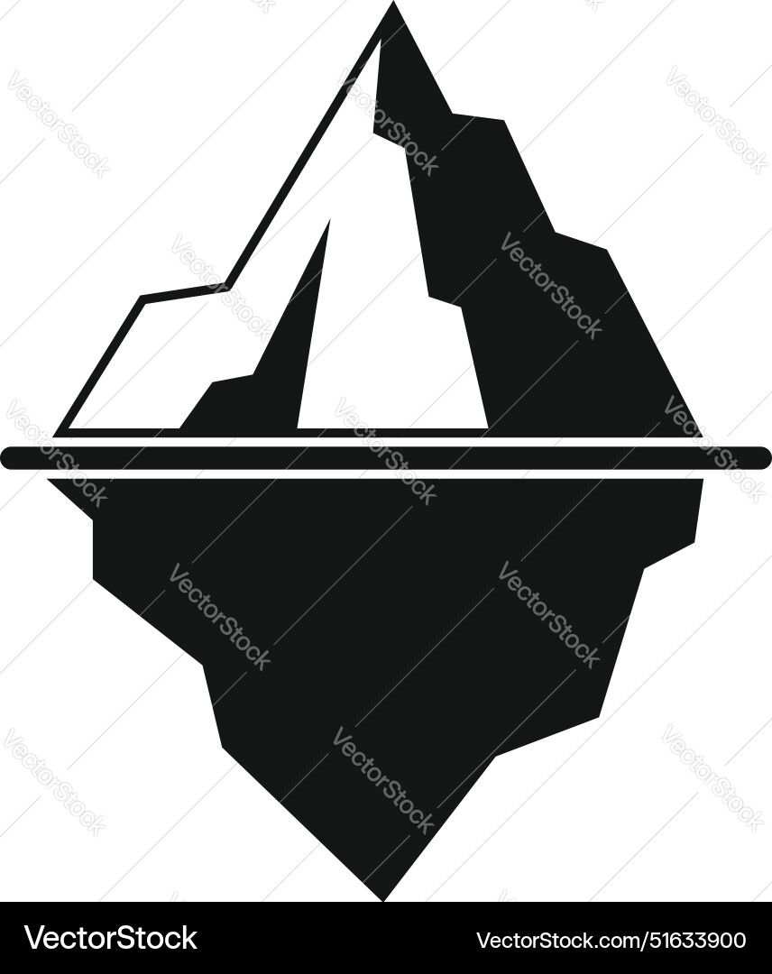 Large iceberg floating with a small tip above Vector Image